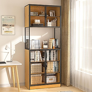 VECELO 72in Tall Kitchen Pantry Cabinet with Doors and Shelves, Large Freestanding Storage Cupboard with Countertop Hutch for, Oak