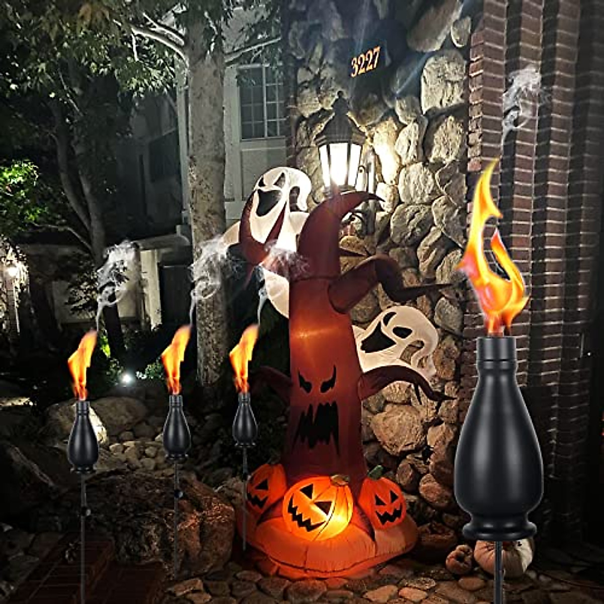 6 Pack Metal Citronella Torches DIKAIDA,Light Torches Garden for Outside 60 inch Flickering Flame Citronella Outdoor Light Torch,Metal Torches for Outside, Camping Patio Pathway Table Torch(Jet Black)