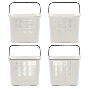 Ggbin 4 Packs Plastic Laundry Hamper with Handles, 35 L Laundry Baskets for Dirty Clothes, White