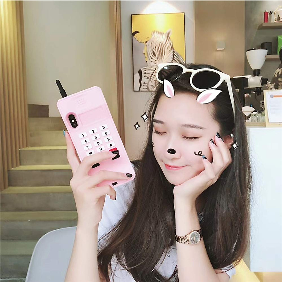 UnnFiko 3D Silicone Case Compatible with iPhone 11, Retro Classic Creative Soft Rubber Bumper Cover Cool Fun Thick Protective Stand Case (Retro Cellphone Pink, iPhone 11)