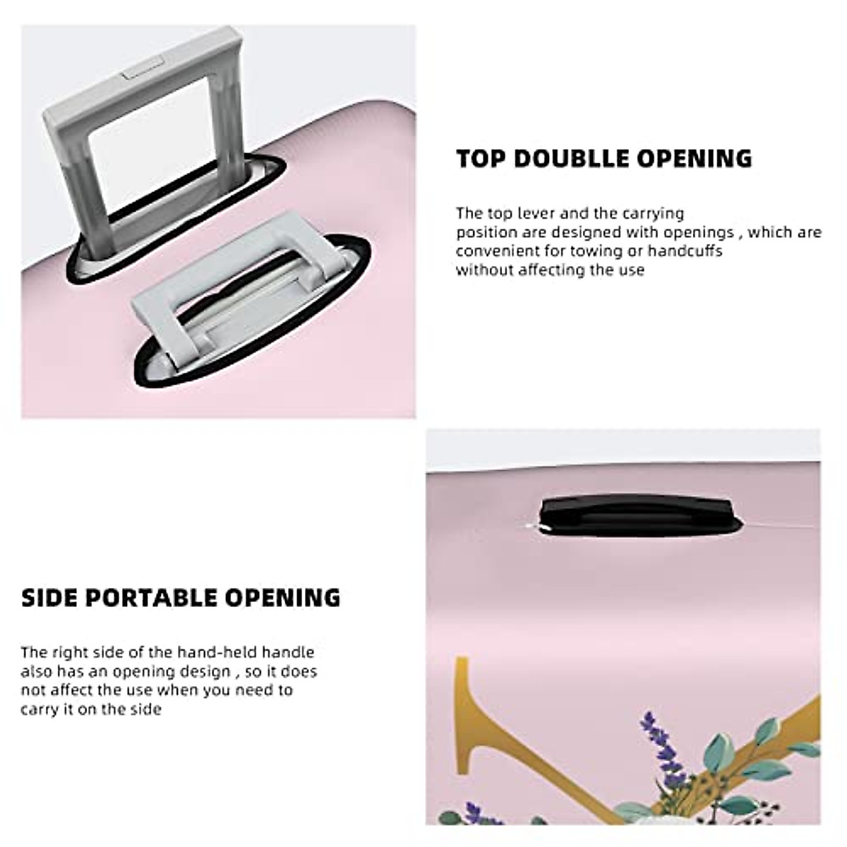 Flower Lette K Pink Luggage Cover Elastic Washable Stretch Suitcase Protector Anti-Scratch Travel Suitcase Cover for Kid and Adult L (25-28 inch suitcase)