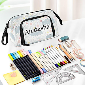 Custom Cute Hippo Pencil Bag Pencil Case Personalized Large Capacity Pen Box Customized Pencil Pouch Organizer Pen Bag for School Office Students