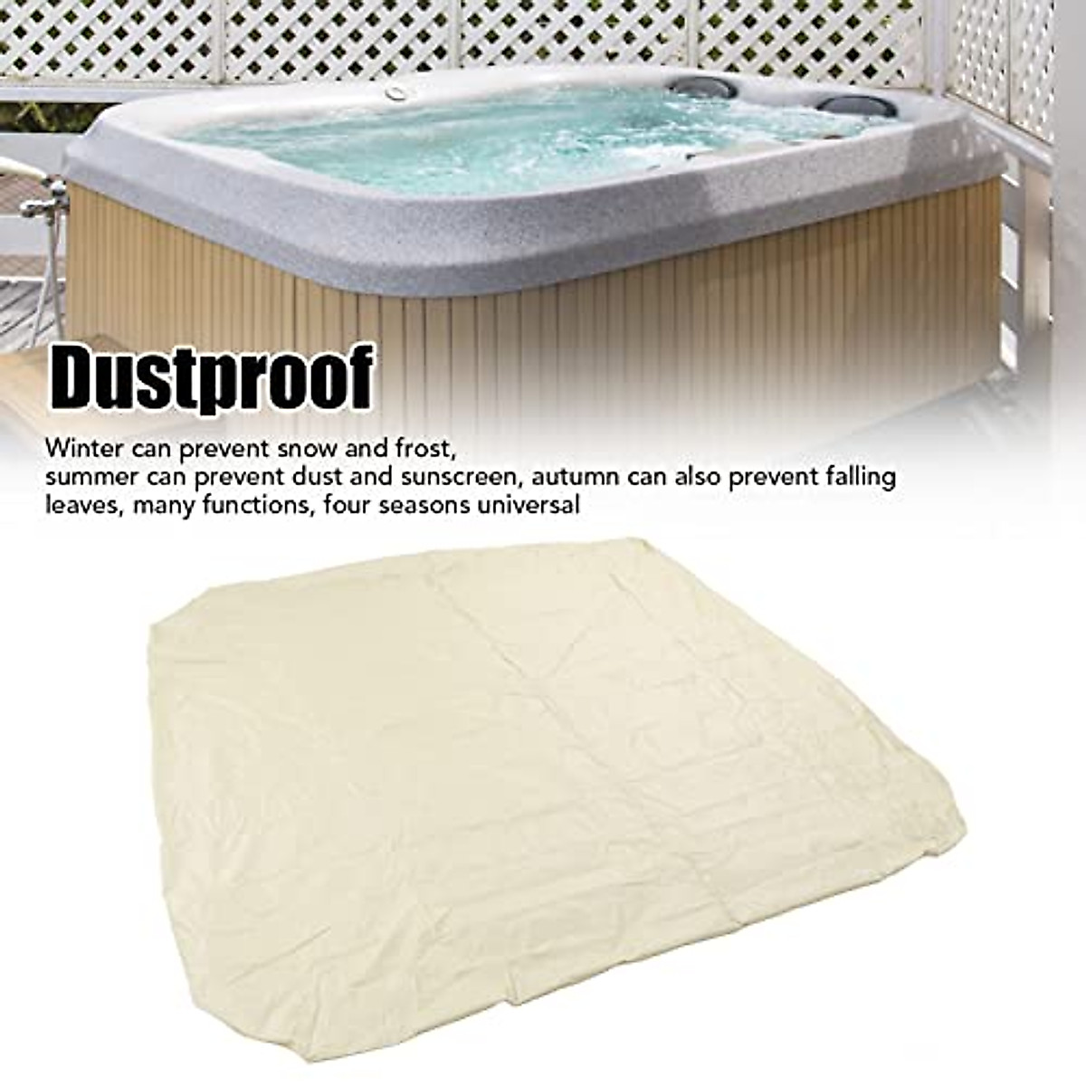Naroote Spa Bath Rainproof Cover, Waterproof Tear Resistant Outdoor Bathtub Dust Cover Dustproof Breathable for Garden (Beige)