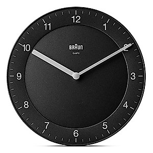 Braun Classic Analogue Wall Clock with Quiet Quartz Movement, Easy to Read, 20cm Diameter in Black, Model BC06B, One Size
