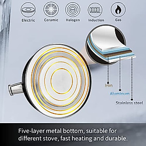 ARC, 346, 3.2 Quart / 3L Tea Kettle Food Grade with Heat Resistance Handle, Stainless Steel Teapot for Stovetop, Anti-Rust and Loud Whistling (3L - Black durable color 3)