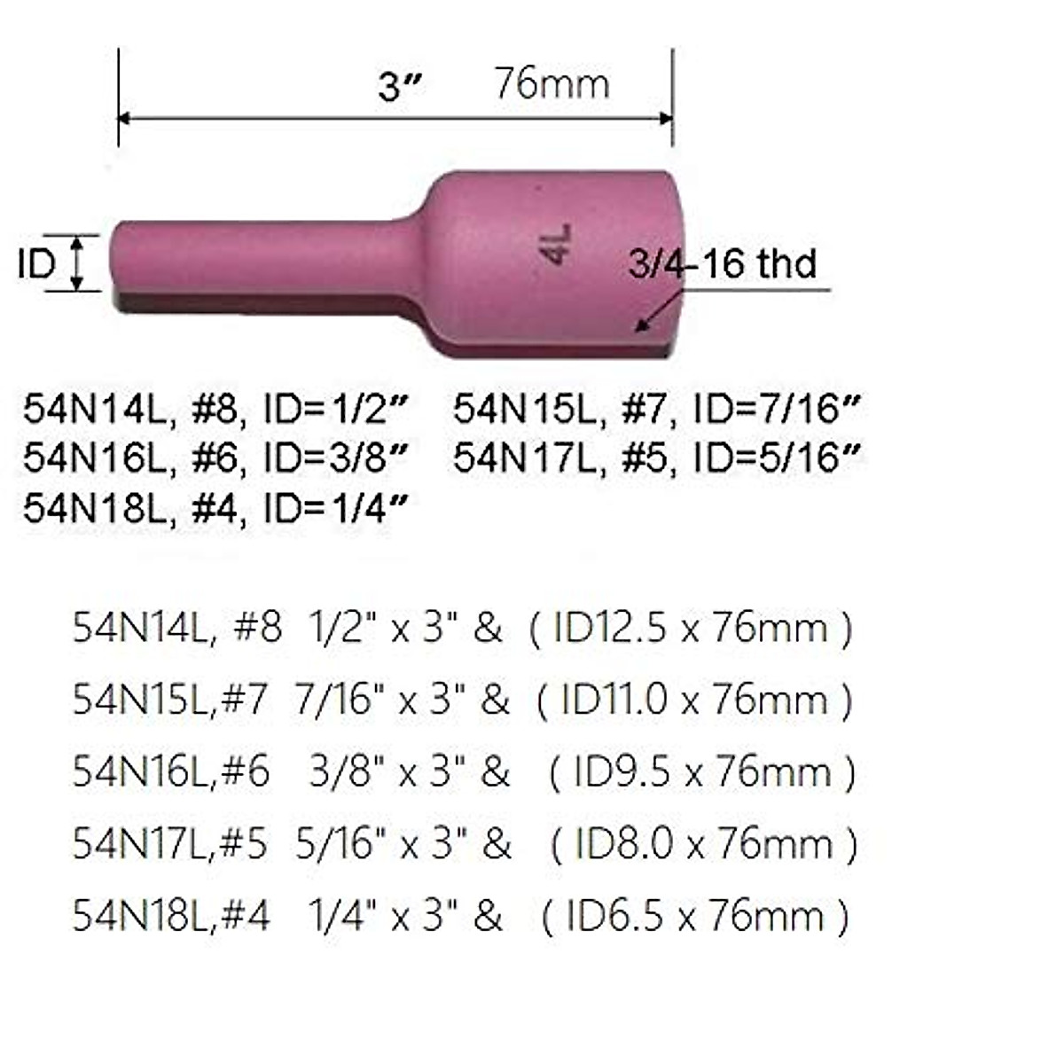 RIVERWELD TIG Jumbo Gas Lens Back Cap Long Alumina Nozzle Ceramic Cups Assorted Size Kit Fit QQ300 PTA DB SR WP 17 18 26 TIG Welding Torch 50pcs