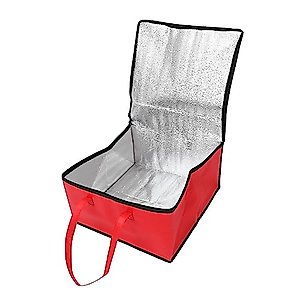 FELTECHELECTR Insulation Bags Foldable Tote Bag Shopping Tote Bag Large Tote Bags Lunch Insulation Coolers Keep Warm Groceries Bag Pizza Carry Bag Non-woven Fabric Red Insulated Food Carrier Bag