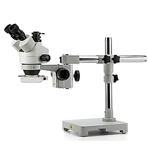 SWIFT S7 7X-45X Trinocular Stereo Microscope with Wide-Field 10X Eyepieces,0.7X-4.5X Zoom Objective Lens, Single-Arm Boom Stand, and 56-Bulb LED Ring Light
