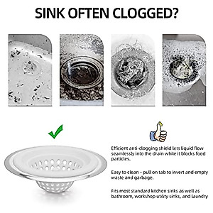 2 PCS Kitchen Stainless Silicone Sink Strainer, 4.5 inch Diameter (Light White Silicone)