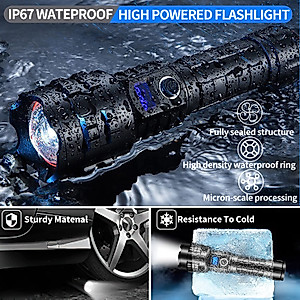 Rechargeable Flashlights High Lumens XHP99 990000 Lumens Brightest LED Tactical Flashlights Super Bright High Powered Flash Light, Powerful Handheld Hunting Flashlight for Emergency Hiking Battle