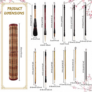 12 Pieces Chinese Calligraphy Brushes Painting Writing Brushes Watercolor Brushes Set Kanji Japanese Sumi Painting Drawing Brushes Kanji Art Brushes with Roll-up Brush Holder