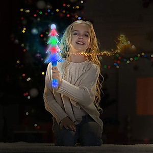 ArtCreativity Light Up Christmas Tree Wands, Set of 2, 14.5 Inch Flashing LED Wands for Kids with Batteries Included, Christmas Toys for Kids, Thrilling Light Show, Stocking Stuffer for Boys and Girls
