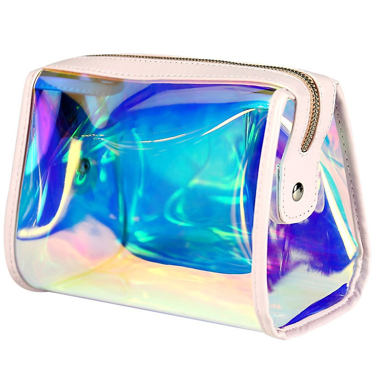 Susanki Holographic Transparent Makeup Case Clear Cosmetic Bag Organizer for Women