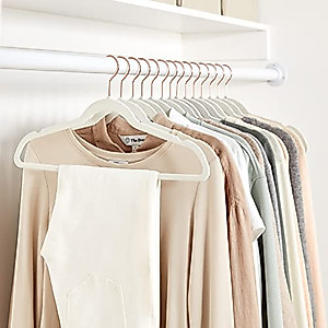 Amazon Basics Slim, Velvet, Non-Slip Suit Clothes Hangers, Ivory/Rose Gold - Pack of 30