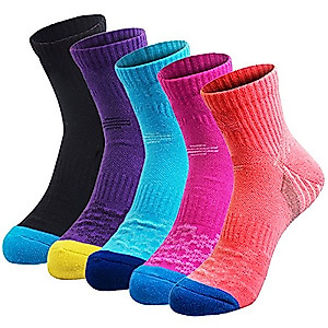 Veatree 5 Pairs Women Cushioned Moisture Wicking Socks for Hiking Trekking Running Camping Outdoor