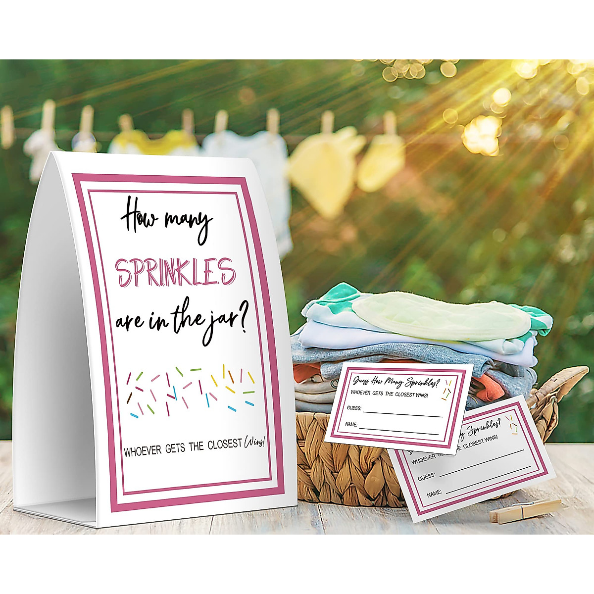 Guess How Many Sprinkles Are In The Jar, Baby Shower Games, Baby Shower Decorations - One Sign and 50 Cards(MANY022)