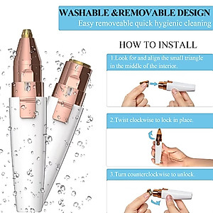 JNATER Eyebrow Razor,Facial Hair Removal for Women, (USB Rechargeable), 2 in 1 Eyebrow Trimmer and 100% Painless Hair Remover with Light for Nose, Lips, Face, Body