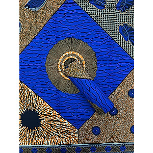 African Guaranteed Wax Block Prints Fabric/African Ankara Wrapper Fabric Wax Fabrics /-Sell by 6 Yards-100% Cotton-for Dresses- Burnt-Orange, Royal-Blue, White,Dark-Blue, Black