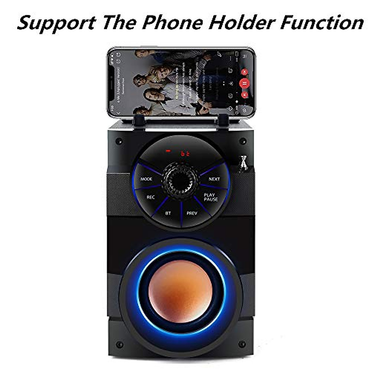 Bluetooth, Portable Wireless Speaker with Subwoofer Heavy Bass, 2 Loud , LED Lights, FM Radio, Remote Control, MP3 Player Powerful, Suitable for Travel, Indoor and Outdoor