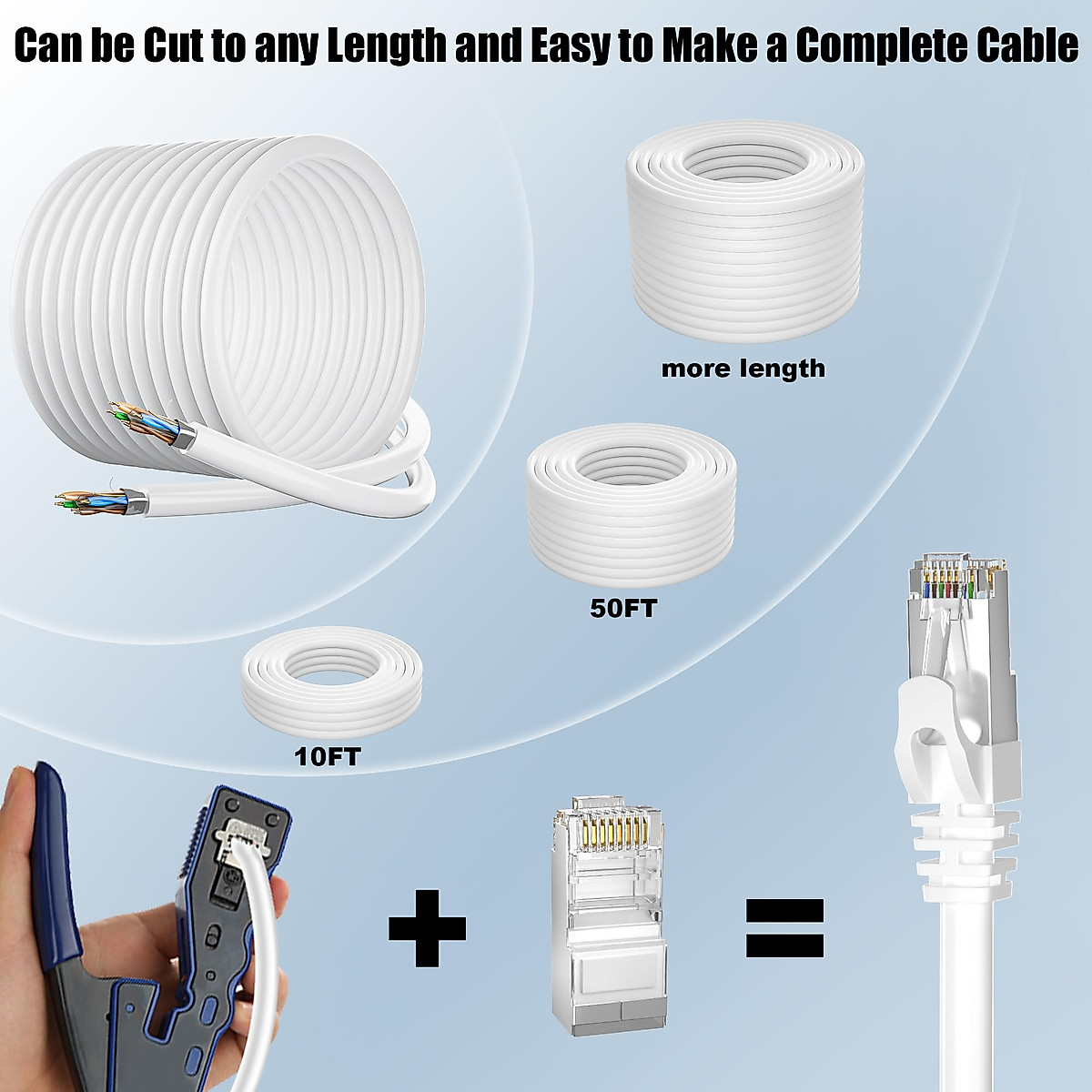 Cat 6 Outdoor Ethernet Cable Bulk 328ft/100M (20 RJ45), Shielded Cat 6 Ethernet Cable Direct Burial, Heavy Duty 23AWG, Waterproof, UV Resistant, Internet Cable, Cat6 300+ft for Router Gaming, CCA