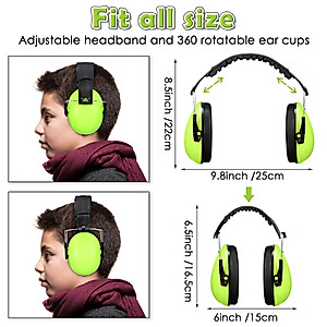 Yunsailing Kids Noise Canceling Reduction Headphones 26dB Adjustable Ear Protection Headphone Ear Muffs for Autism Sleeping(Pink, Blue, Green, 3 Pack)