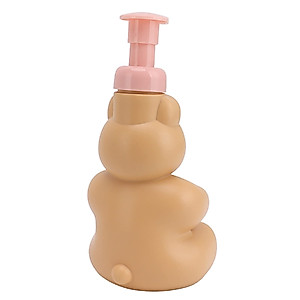 Empty Liquid Hand Dispenser Bottle Cartoon Bear Shape Shower Container Pump Bottle for Hand Washing (Large Milk Tea Color)