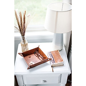 Cross Leather Valet Tray for Men with Scripture Included | EDC Dump Tray Catholic First Communion Gifts for Boys, Christian Gifts for Dad, Thoughtful Gifts for Men