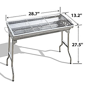 BenefitUSA Foldable Large Stainless Steel Barbecue Charcoal BBQ Grill Kabob Shashlik Cooking Stove