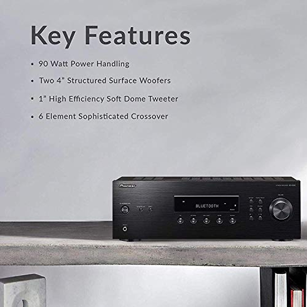 Pioneer SX-10AE Home Audio Stereo Receiver with Bluetooth Wireless Technology - Black
