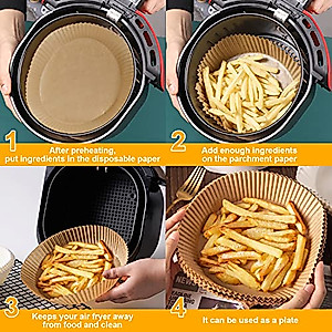 Air Fryer Paper Liners,120PCS Non-Stick Parchment Liner 7.9"Air Fryer Disposable Paper Liner Round Air Fryer Disposable Paper Liner Oil-Proof, Food Grade Paper Liner for Baking Roasting Microwave