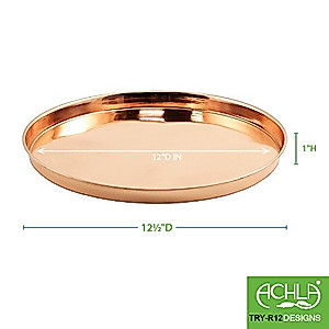 Achla Designs TRY-R12 12 inch Copper Round Tray, 12-inch