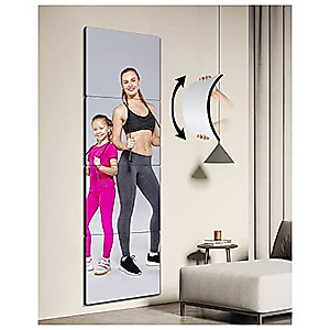 nosplit Unbreakable Gym Mirrors for Home Wall,Kids Safe Shatterproof Full Length Workout Extra Thick1/8 48''x12'',Child Acrylic Plastic Non Glass Long Body Mirror, Bedroom Door Tiles, Silver