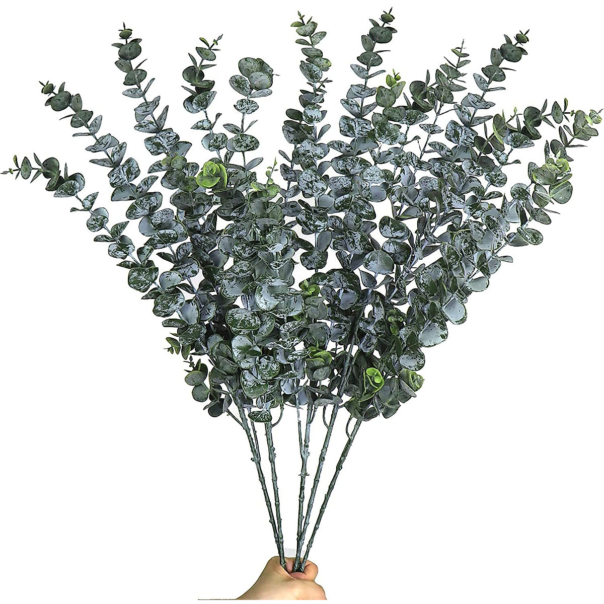 Ollain 5 Pcs Artificial Eucalyptus Greenery Stems Plants 29.5" Tall Fake Eucalyptus Leaves Spray Silver Dollar Eucalyptus Branches Plant for Home Garden Office Store Decoration