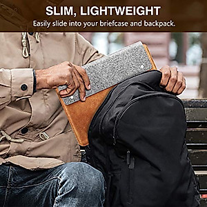 MoKo 13-13.3 Inch Laptop Sleeve Fits MacBook Pro 13" M2/M1, MacBook Pro 14", MacBook Air 13.3", iPad Pro 12.9", Surface Pro 9/8 13", Felt & PU Leather Case Bag with Pocket, Gray&Brown