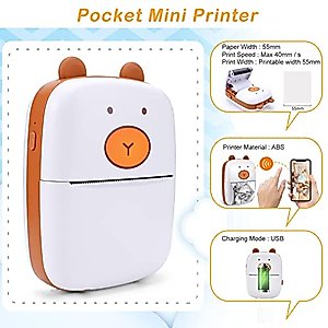 Vickes Mini Printer for iPhone and Android, Wireless Mini Photo Printer Label Printer, Portable Bluetooth Mini Thermal Printer for Printing Label, Journal, Study Note, Compatible with iOS & Android