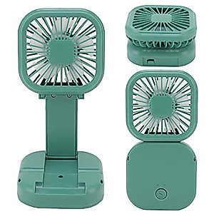 Small Desk Fan 3Speed Folding Wind Speed 270 Degree Rotation Strong Wind Portable Folding Fan for Bedroom Green