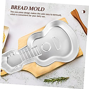 Housoutil 1pc Cake Mold Dessert Molds Pan Guitar Cake Molds Mini Candy Pizza Home Tools Baking Mold for Home Creative Baking Mold Bread Pan Aluminum Alloy Ghost Silver Self Made