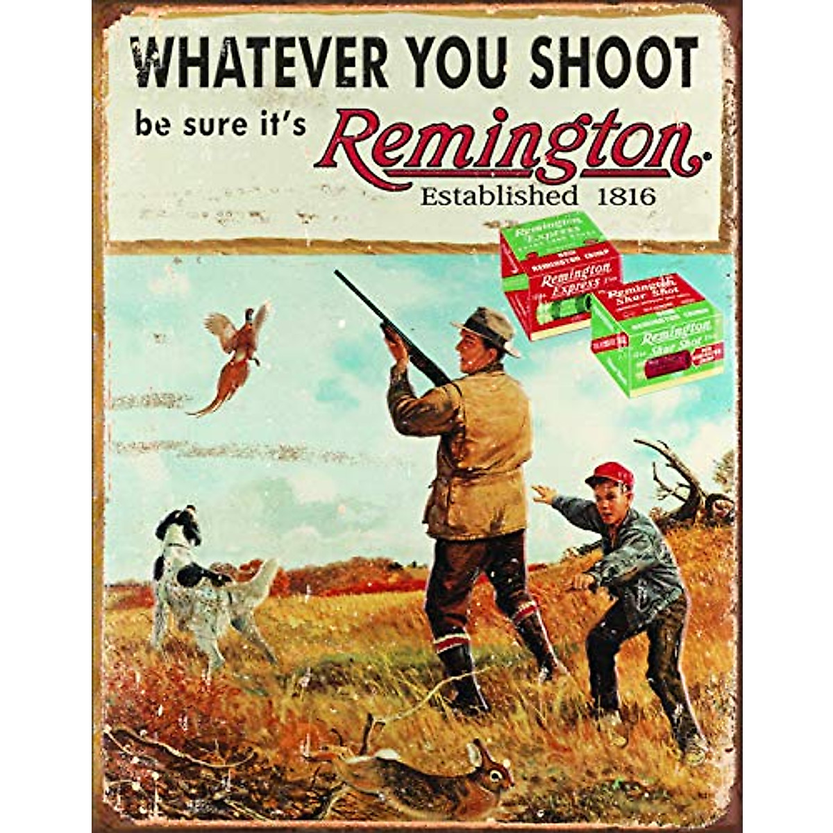 Tin Sign Retro Remington Established 1816 Hunting Fun Poster Home Bar Cafe Club Restaurant People Cave Wall Decoration 8x12 Inches