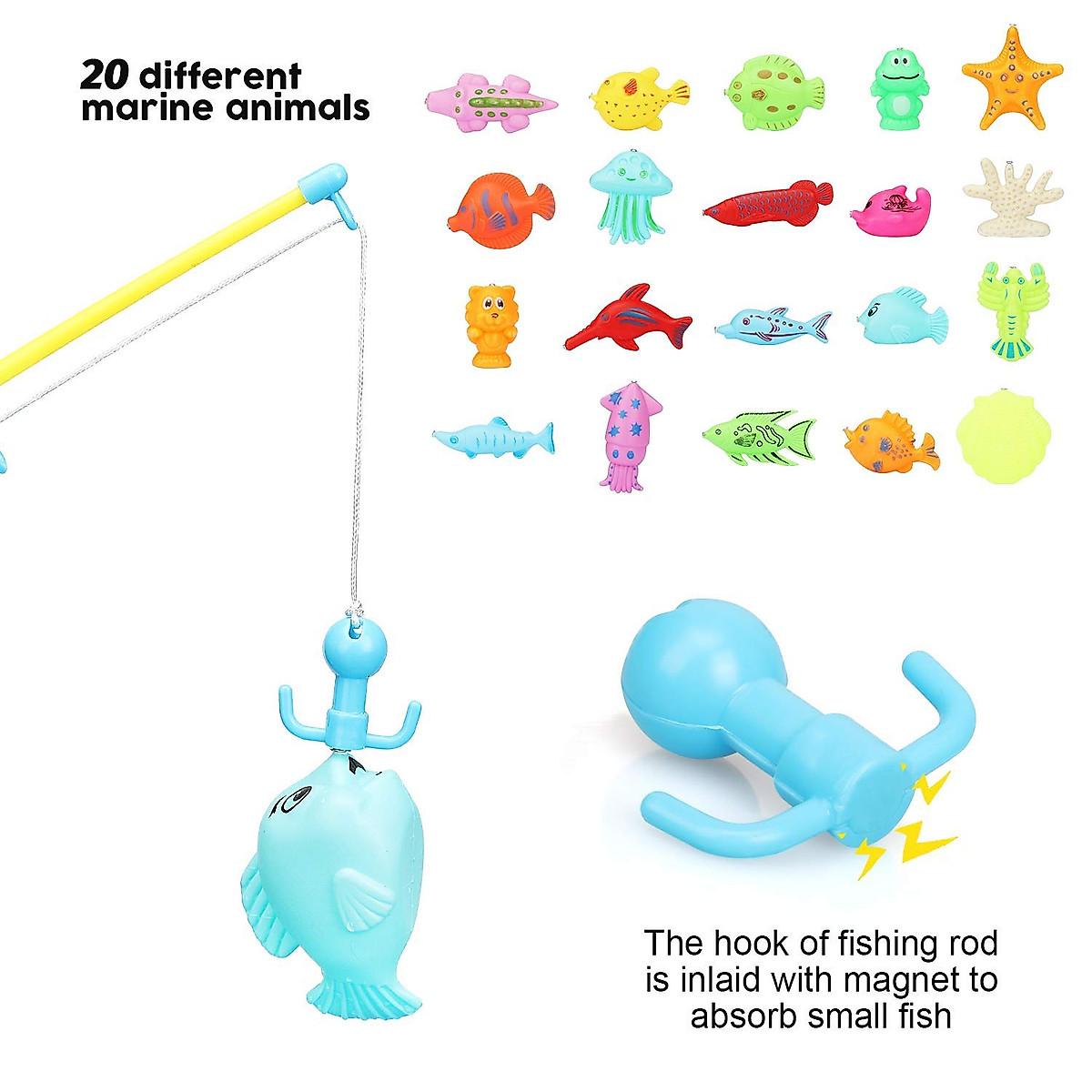 TOY Life Flower Bath Toys for Toddlers with Squirter Kids Magnetic Fishing Game with Magnetic Fishing Pole