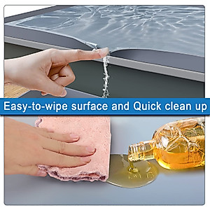 Eapele Under Sink Mat Kitchen Cabinet Tray,34"x22",Flexible Waterproof Silicone Made, Hold up to 3.3 Gallons Liquid (Gray)