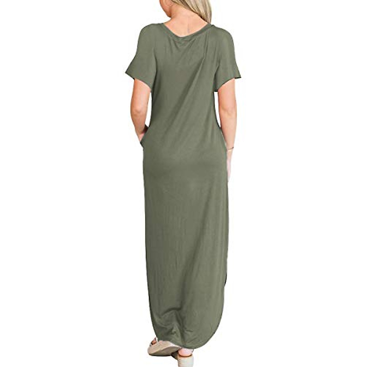 ANRABESS Women's Summer Maxi Dress Casual Loose T-Shirt Dress s Long Dress Short Sleeve Split A222-ganlanlv-M