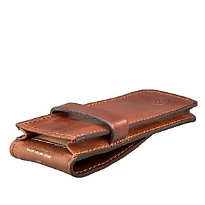 Maxwell Scott - Personalized Luxury Leather Fountain Pen Case/Holder for up to 3 Pens - The Pienza - Chestnut Tan