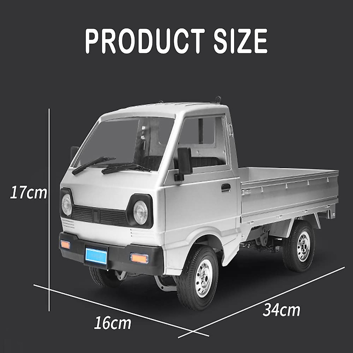 YIKESHU WPL D12 RC Car 1/10, 2.4Ghz Remote Control, Off Road Drift Pickup Truck Crawler with Brushed Motor, LED Headlights, Middle Engine Rear Drive RTR Vehicles Toys