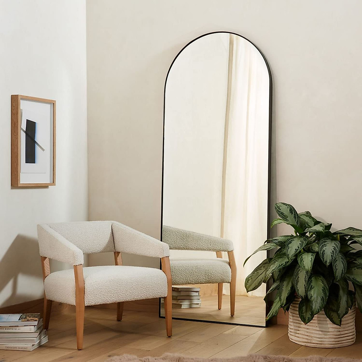PexFix Full Length Mirror, 65''x22'' Black Arched Mirror Large Floor Mirror Standing Leaning Hanging [65''x22'' - Black]