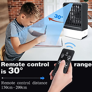 Air Conditioner Unit Portable, Kedoxi Cordless Mobile Air Conditioning Units Table Fan Air Cooler, 7 Colour Cooling Fan for Home Office Outdoor, 4 in 1 Humidifier, Fans, Air Con with Timer