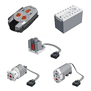 Scakbyer 5PCS Power Functions Motor Set Compatible with Lego Technic Car Building Block, Include 1 x Remote Control, 1 x AAA Battery Box, 1 x Servo Motor, 1 x L-Motor, 1 x Receiver