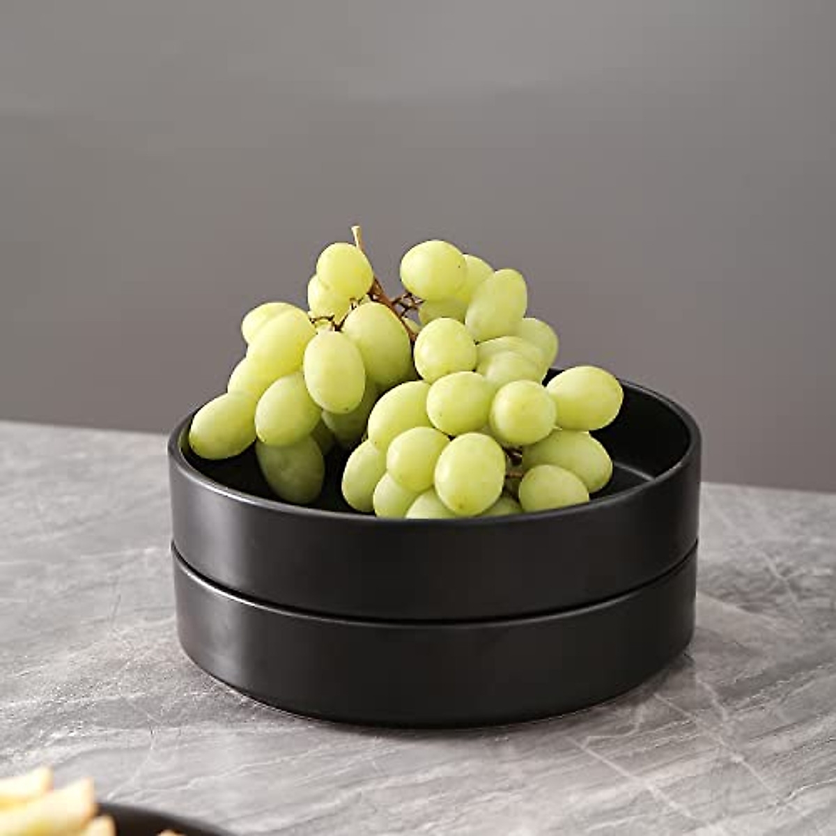 Stone Lain Celina Stoneware 4-Piece Round Pasta Bowl Set, Black