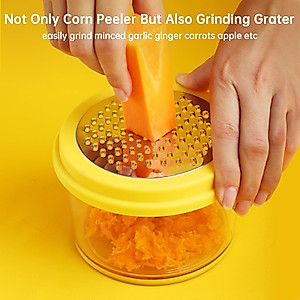 Corn Peeler, Corn Stripper, Corn cob Stripping Tool Corn Cutter & Remover with Built-In Cup Grater, Corn Kernel Cutter Ginger Grater