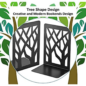 Ruoxian 3 Pairs Tree Branches Book Ends Metal Nonskid Bookends Heavy Duty Bookshelves Organizer Office Book Ends for Shelves, Bookend, Book Ends for Heavy Books (Black-3 Pairs)