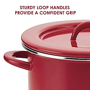 Rachael Ray Create Delicious Stock Pot/Stockpot with Lid - 12 Quart, Red